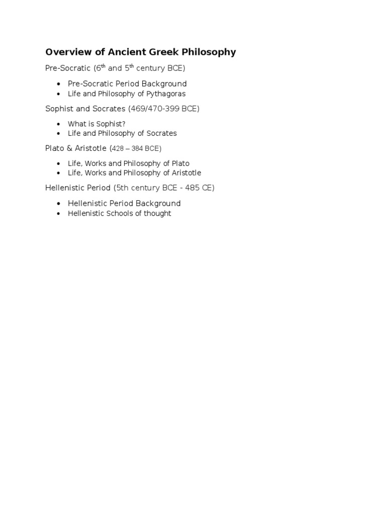 Ancient Greek Philosophy Overview | PDF | Ancient Greek Philosophy ...