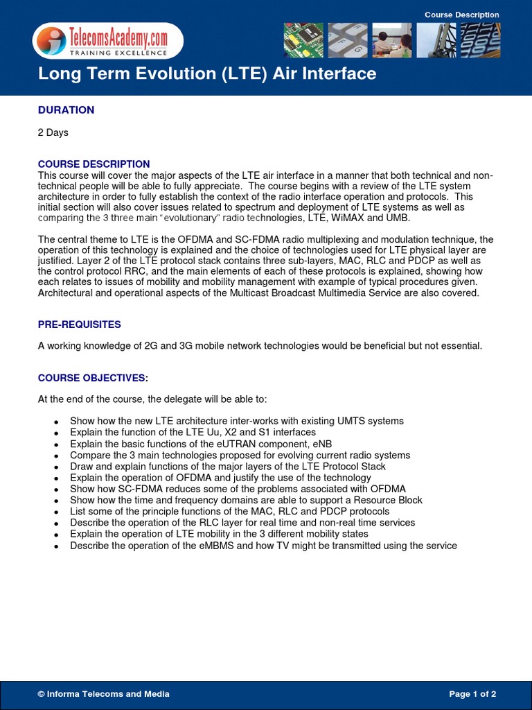 Long Term Evolution (LTE) Air Interface: Duration | PDF | Lte (Telecommunication) | Mobile ...
