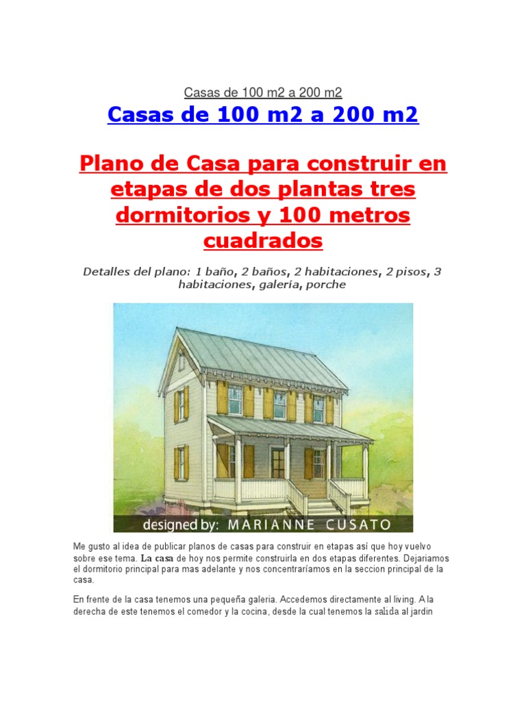 Casas de 100 m2 A 200 m2 | PDF | Cocina | Dormitorio