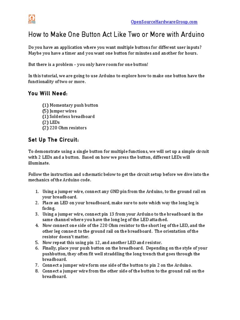 Multiple Button Press Options | PDF | Arduino | Areas Of Computer Science