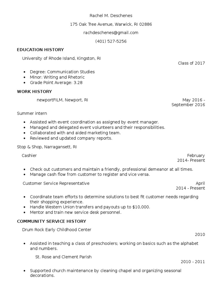 Rachel Deschenes Resume | PDF | Career & Growth