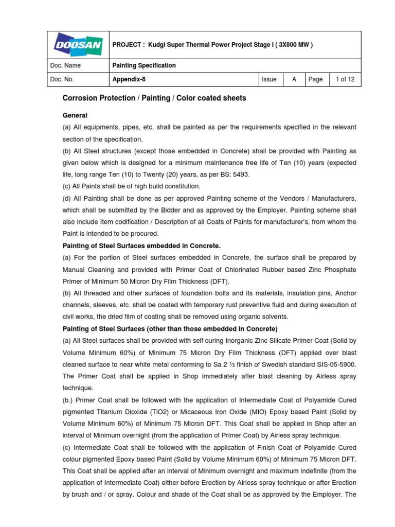 Appendix-8 Painting Specification | PDF | Galvanization | Paint