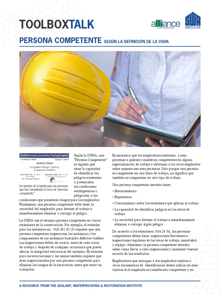 Persona Competente - OSHA | PDF | Sicología | Science