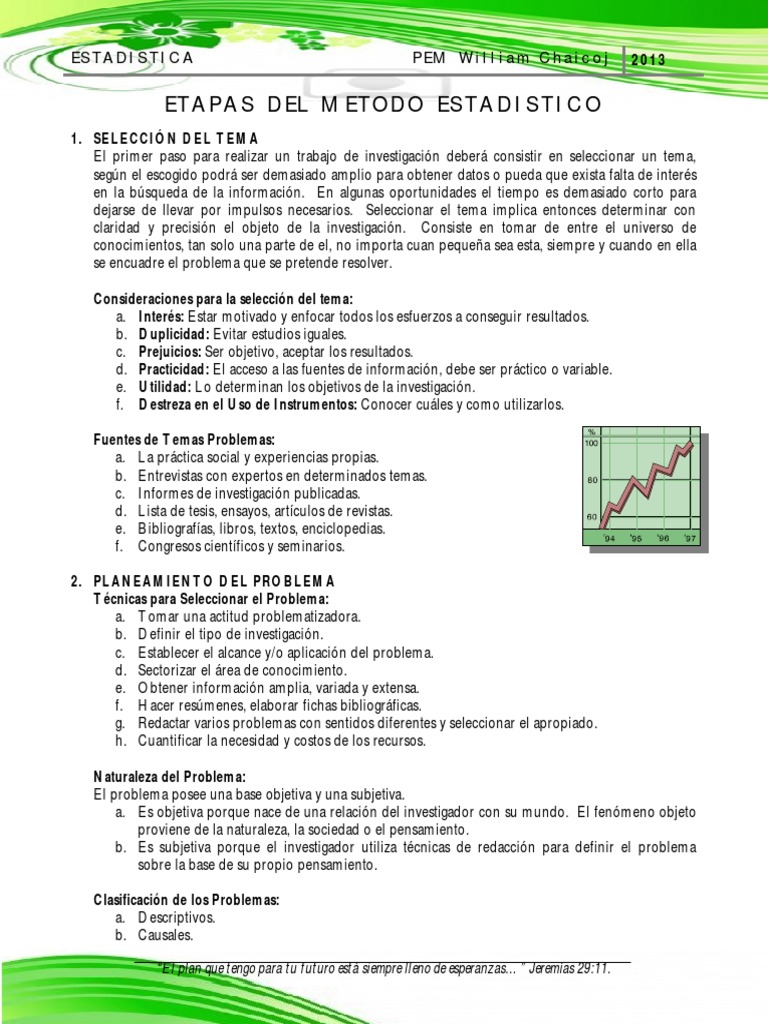 Etapas Del Metodo Estadístico | Estadística | Hipótesis