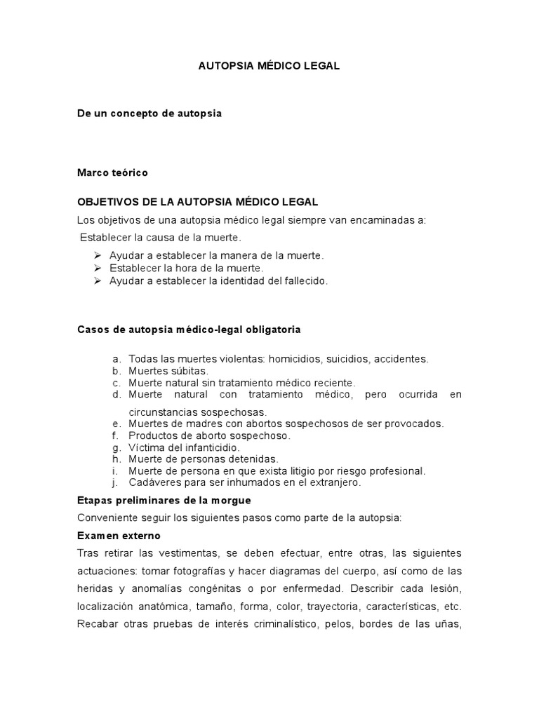 Autopsia Médico Legal | Muerte | Especialidades Medicas