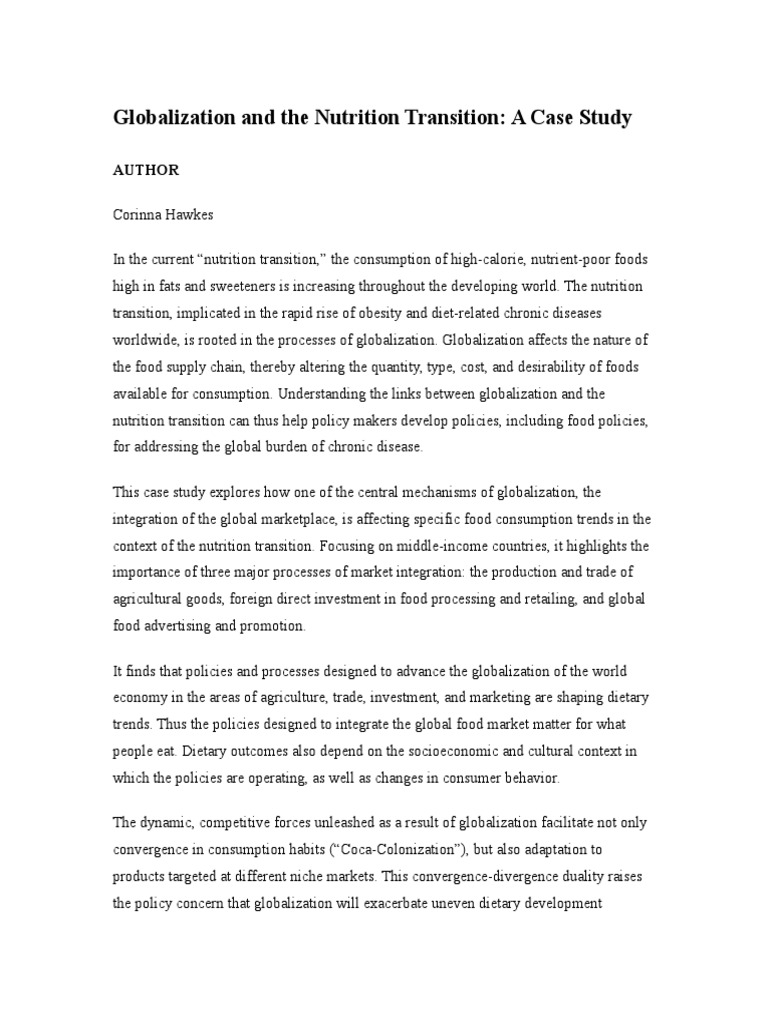 Globalization's Impact on Nutrition Transition | PDF | Foods | Nutrition