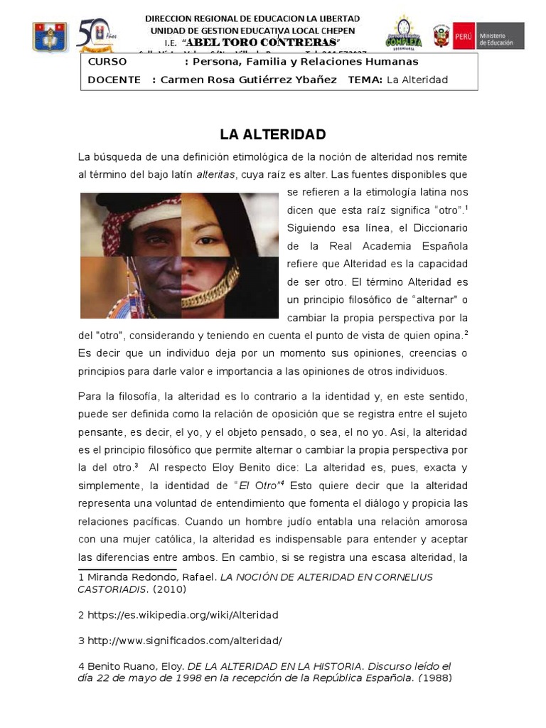 Definición y Ejemplos de Alteridad | PDF | Epistemología | Política ...