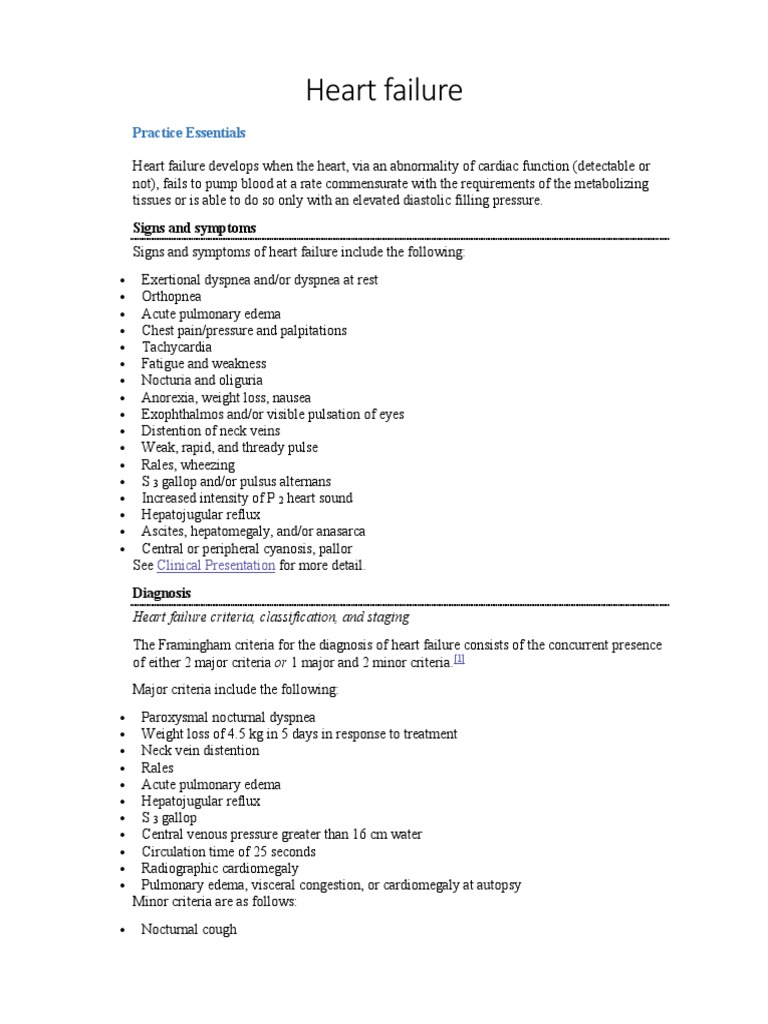 Heart Failure: Practice Essentials | PDF | Heart Failure | Myocardial ...