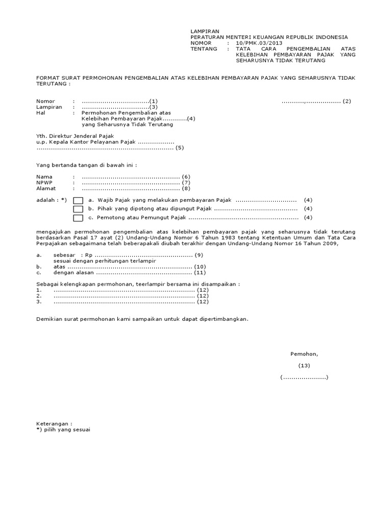 Form Restitusi Pajak | PDF