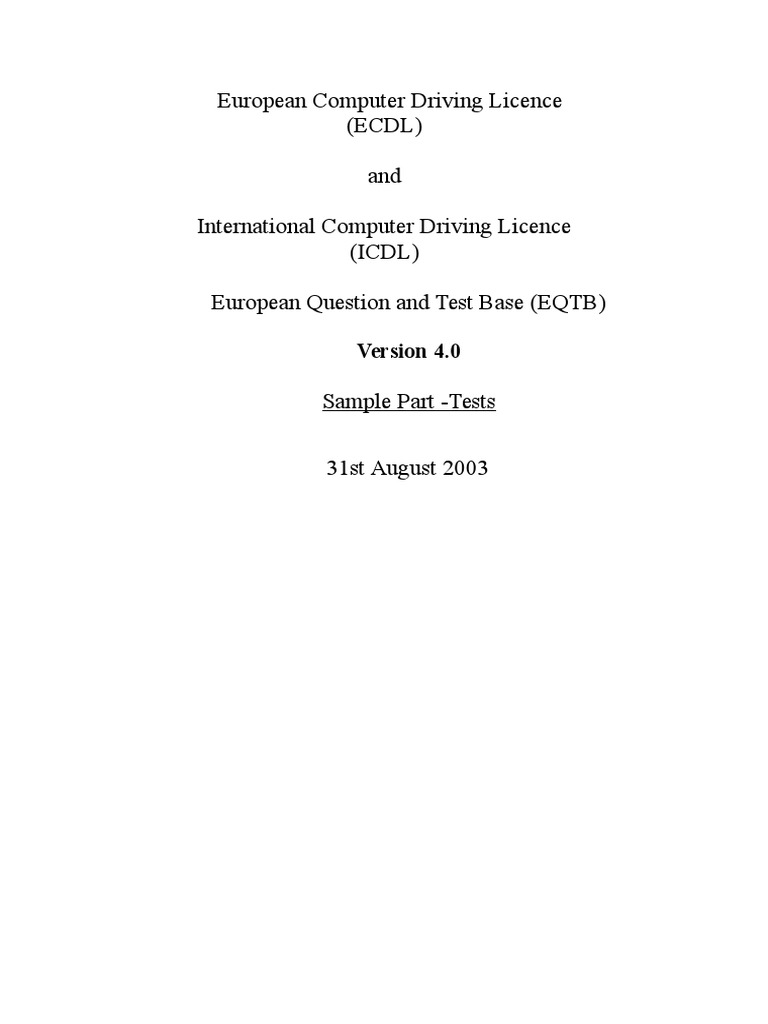 European Computer Driving Licence (ECDL) and International Computer ...