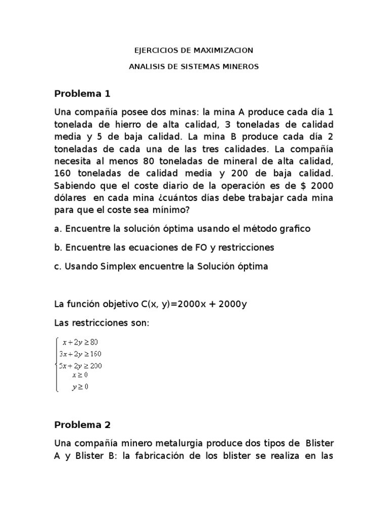 Ejercicios de Maximizacion | PDF