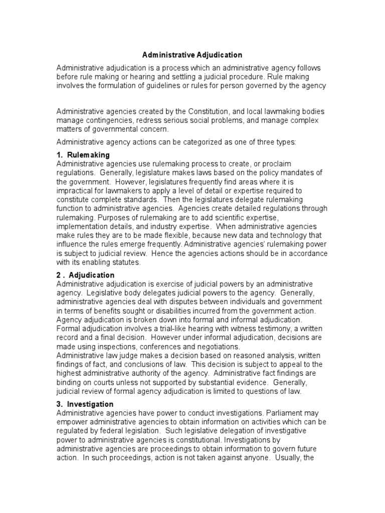 22 Administrative Adjudication | PDF | Rulemaking | Adjudication