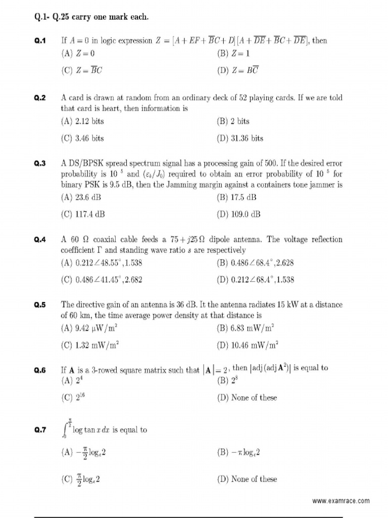 Engineering Multiple Choice Questions | PDF | Electronic Circuits ...
