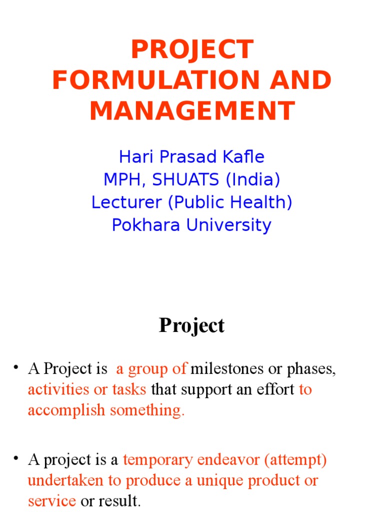 Project Formulation and Management | PDF | Project Management ...