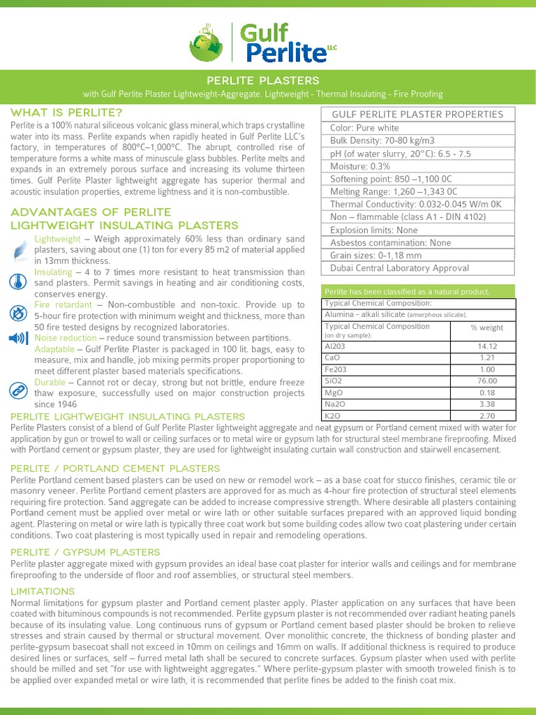 Perlite Plasters: With Gulf Perlite Plaster Lightweight-Aggregate ...