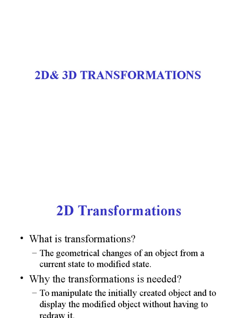 2d Transformations Pdf 2 D Computer Graphics Euclidean Vector