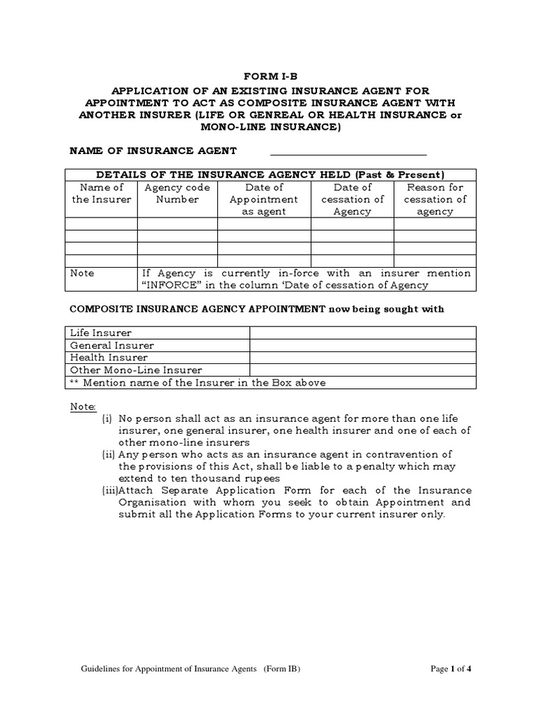 Forms 1B | PDF | Test (Assessment) | Insurance