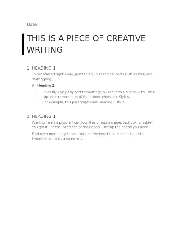 This Is A Piece of Creative Writing: 1. Heading 1 | PDF | Art | Computers