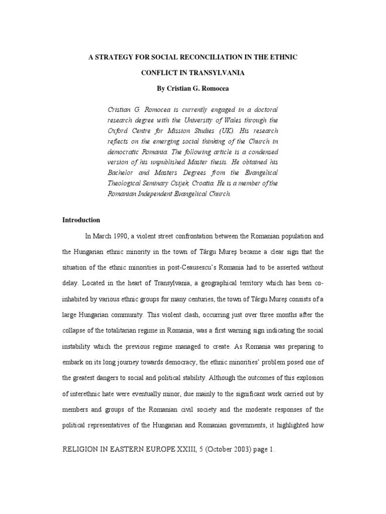 Romocea A Strategy Oct 2003 | PDF | Romania | Nationalism