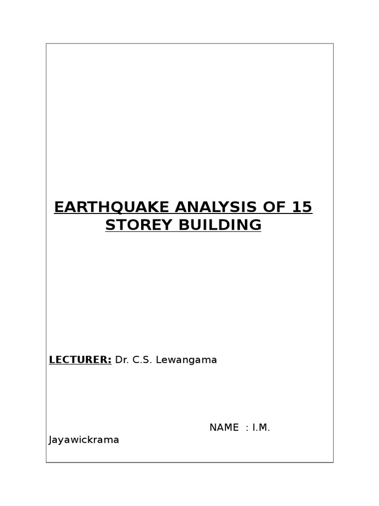 Earthquake Analysis of 15-Storey Building | PDF