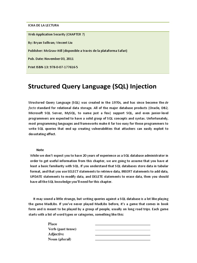 SQL Injection | PDF | Regular Expression | Sql