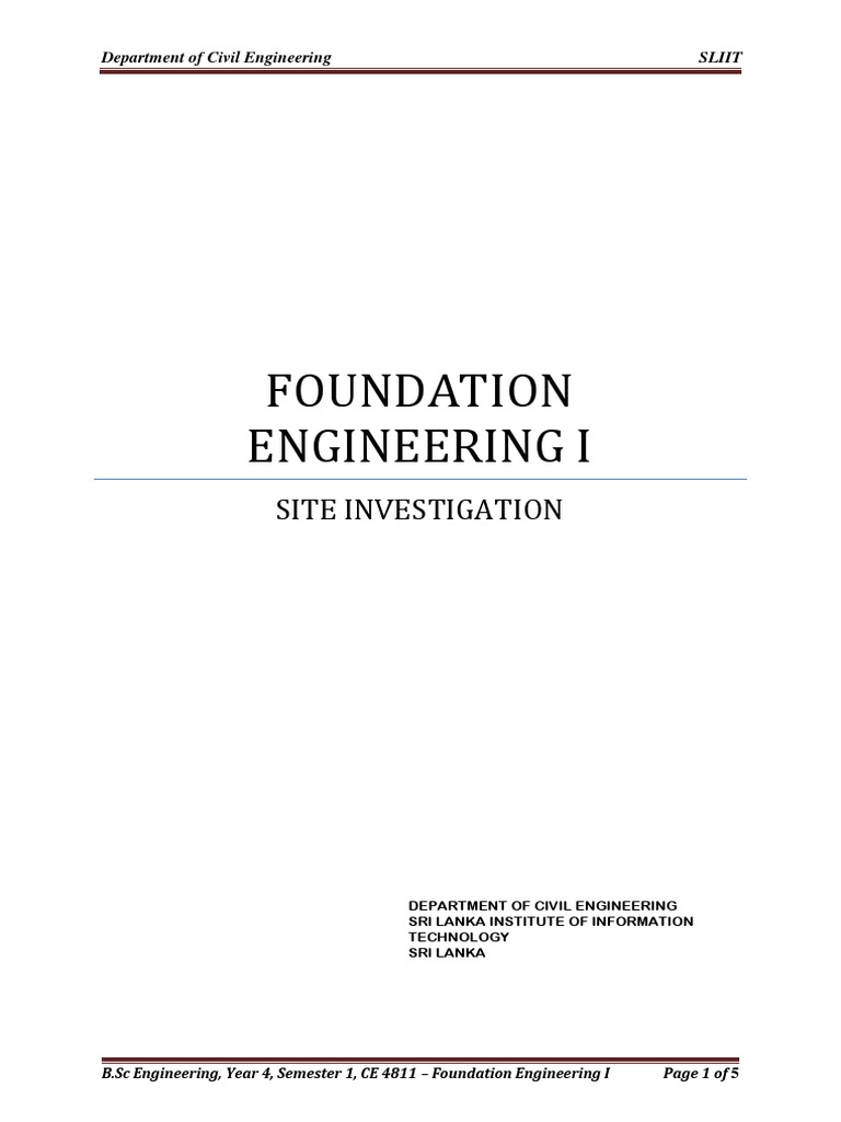 Site Investigation for Foundation Design | PDF | Deep Foundation ...