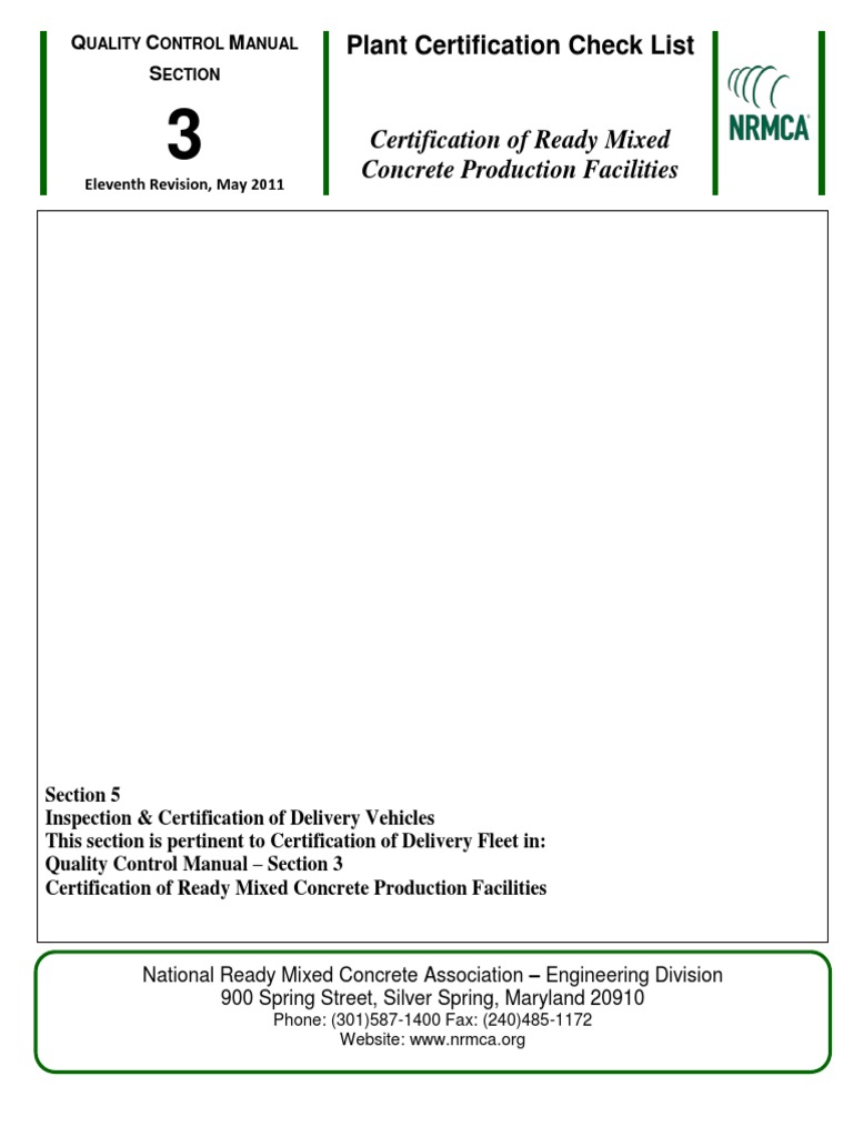 Nrmca Checklist Vehicle Pdf Truck Concrete