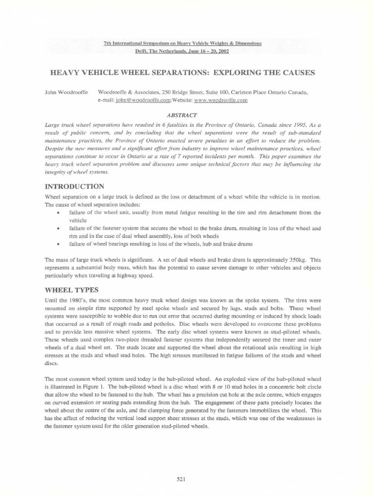 Heavy Vehicle Wheel Separation Causes | PDF | Wheel | Truck