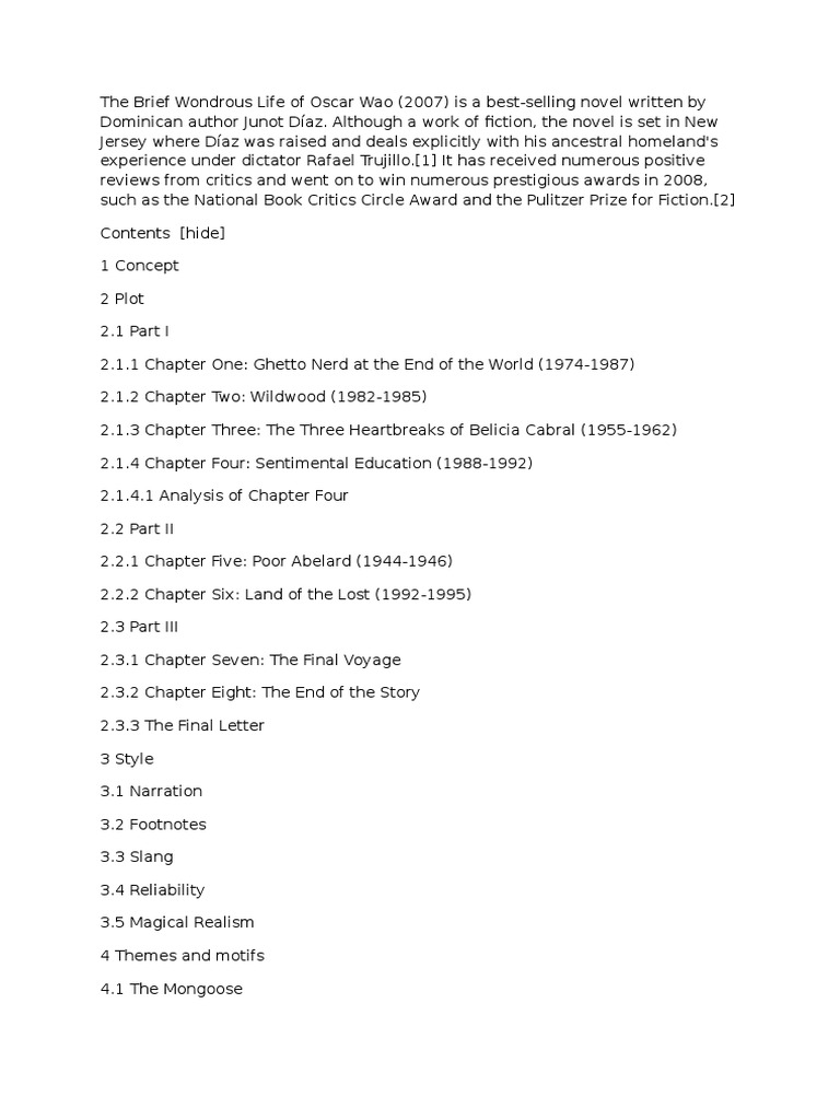 The Brief Wondrous Life of Oscar Wao | PDF