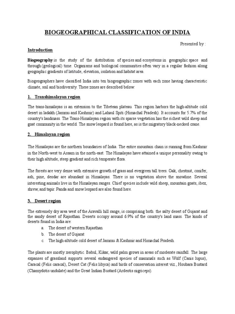 Biogeographical Classification of India | PDF | Himalayas | Biogeography
