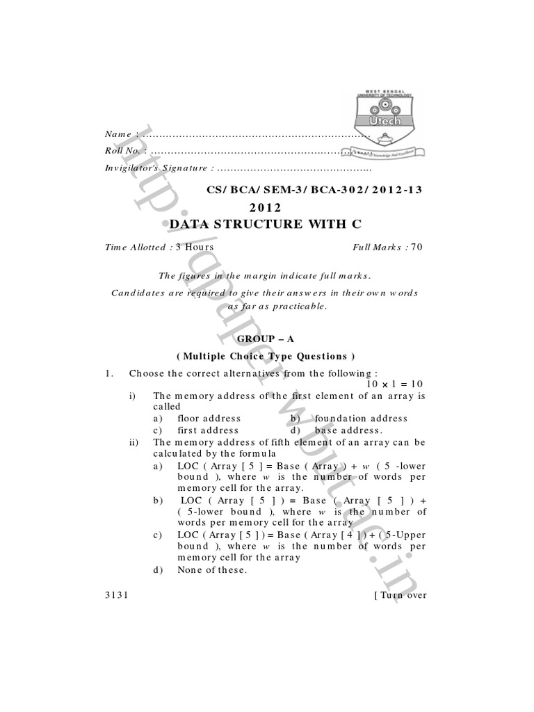 Bca 302 PDF | PDF | Array Data Structure | Pointer (Computer Programming)