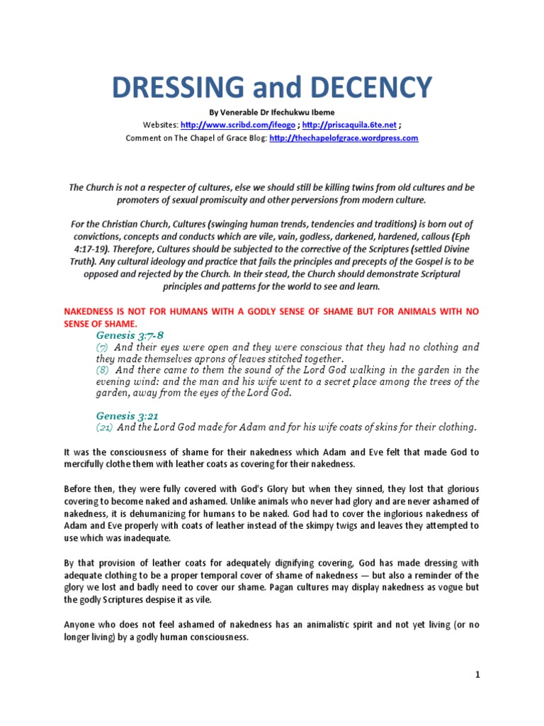 DRESSING and DECENCY | PDF | Nudity | Modesty