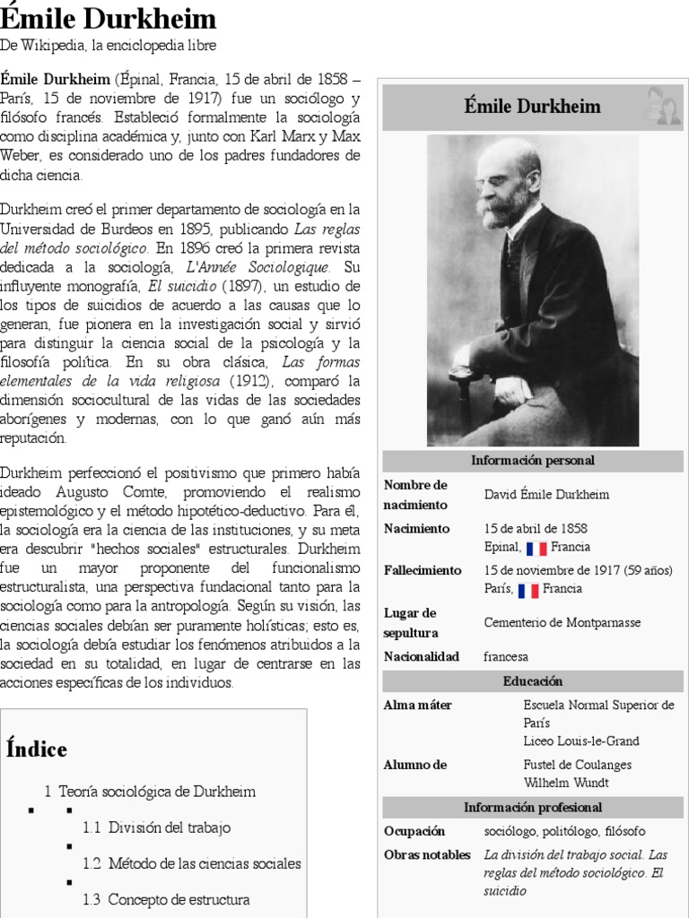 Émile Durkheim -FUNCIONALISMO | Émile Durkheim | Epistemología