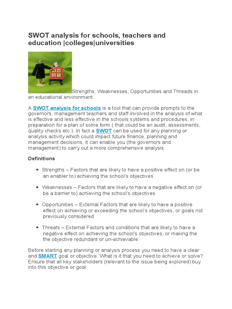 SWOT Analysis for Schools | Swot Analysis | Strategic Management
