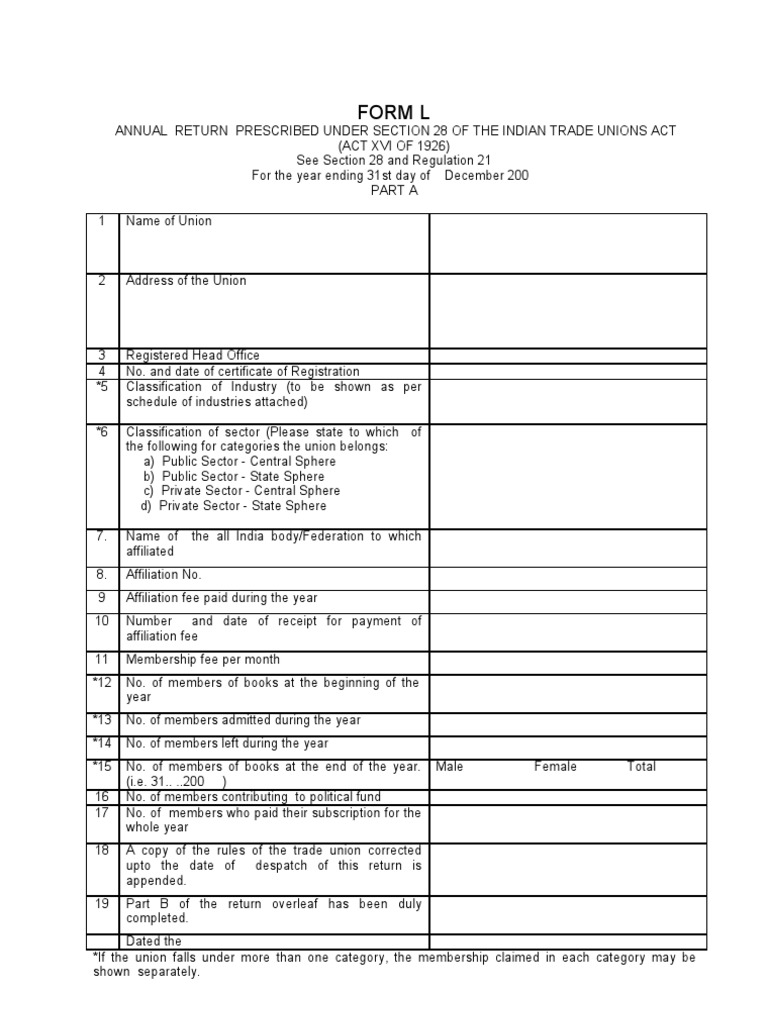 Trade Union Annual Return Form L | PDF | Fund Accounting | Expense