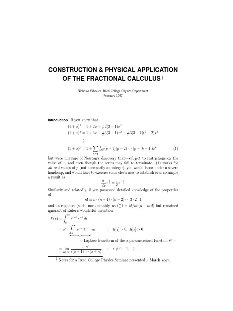 A. Fractional Calculus | PDF | Integral | Theoretical Physics