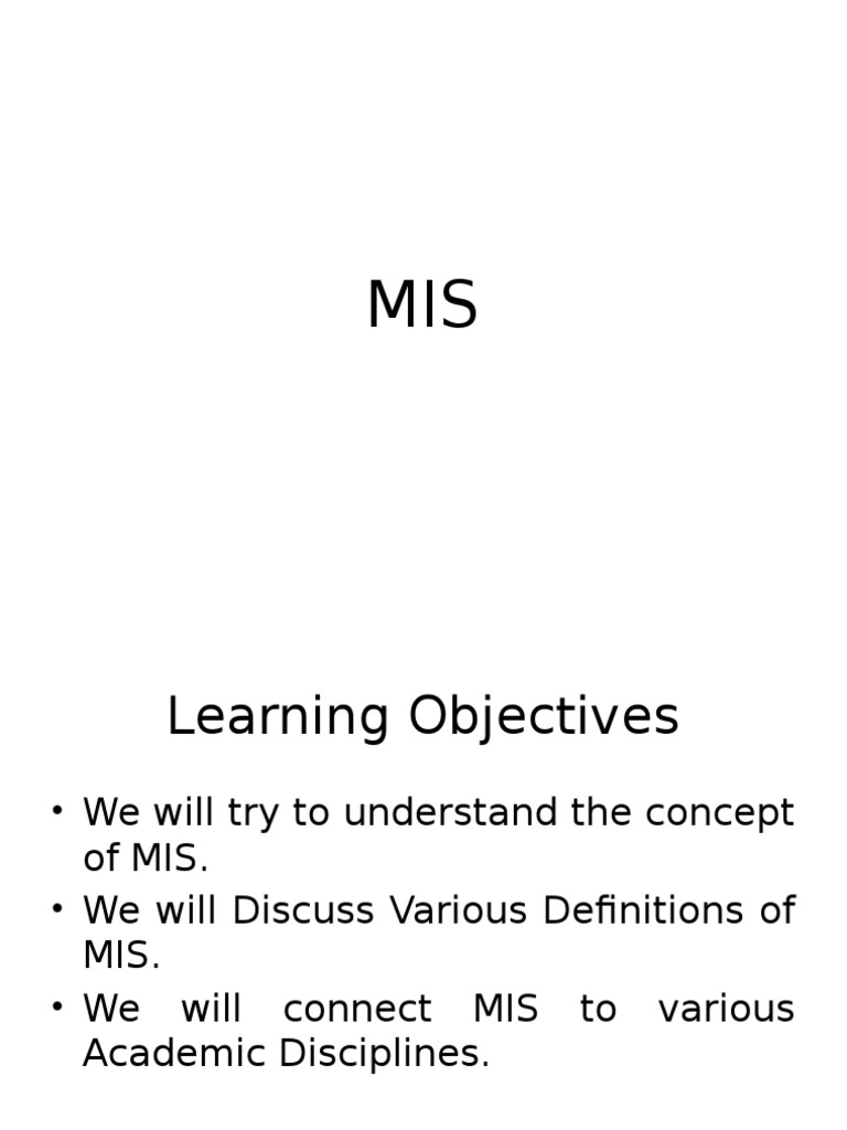 MIS Basics and MIS Other Academic Disciplines | PDF | Management ...