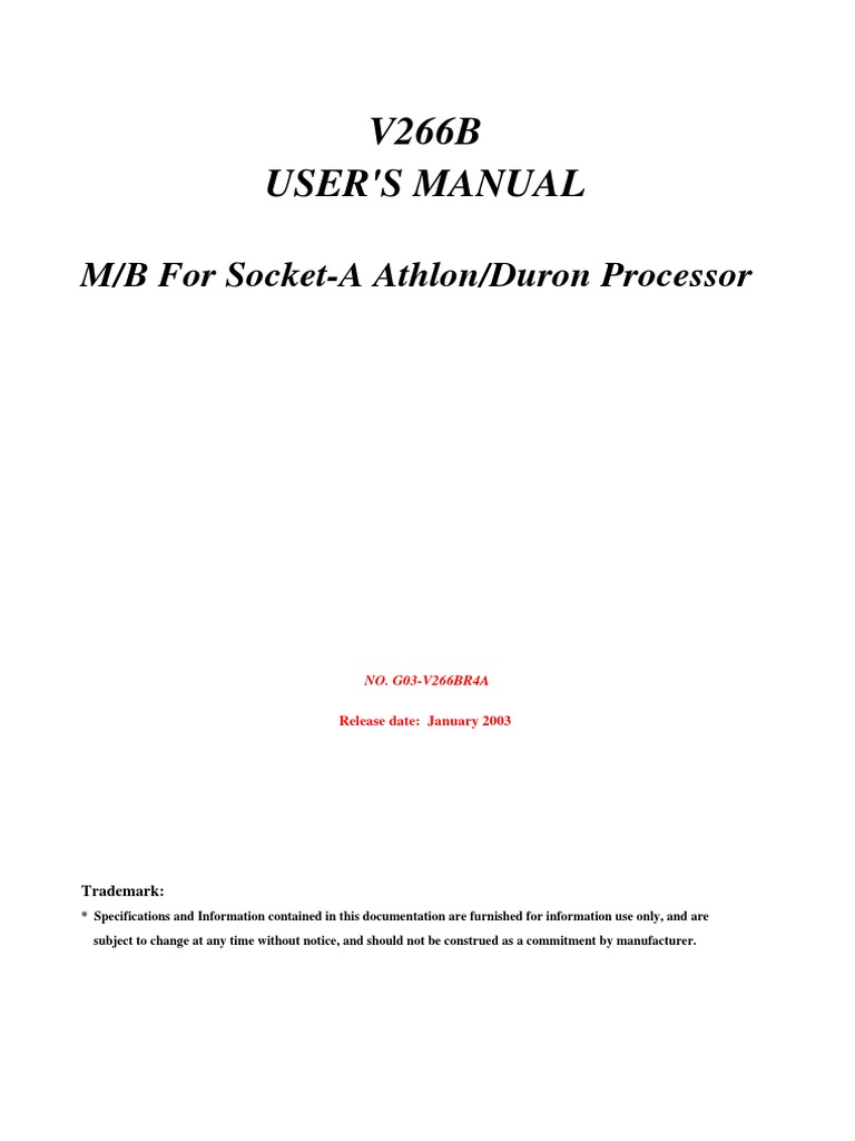 Jetway V266B Manual | PDF | Bios | Electrical Connector