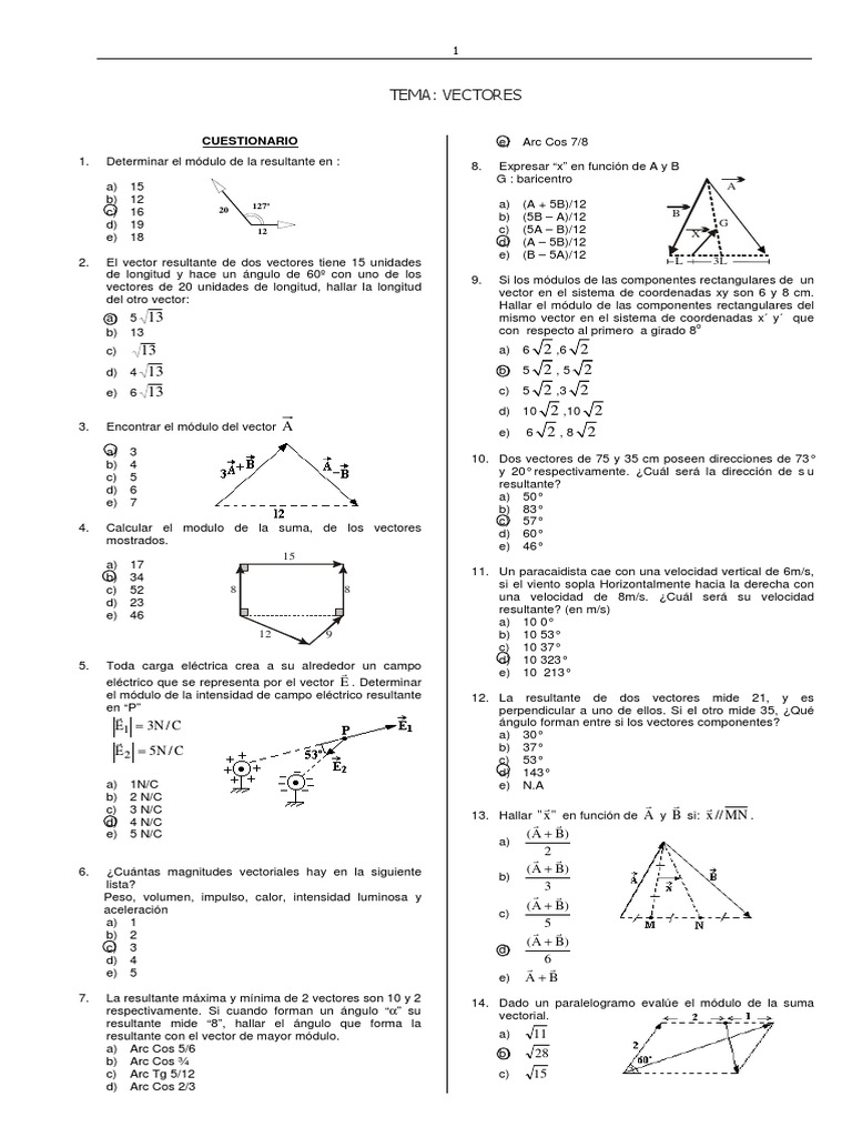 Tarea Vectores Ejer Basicos PDF | Descargar gratis PDF | Cálculo multivariable | Vector Euclidiano