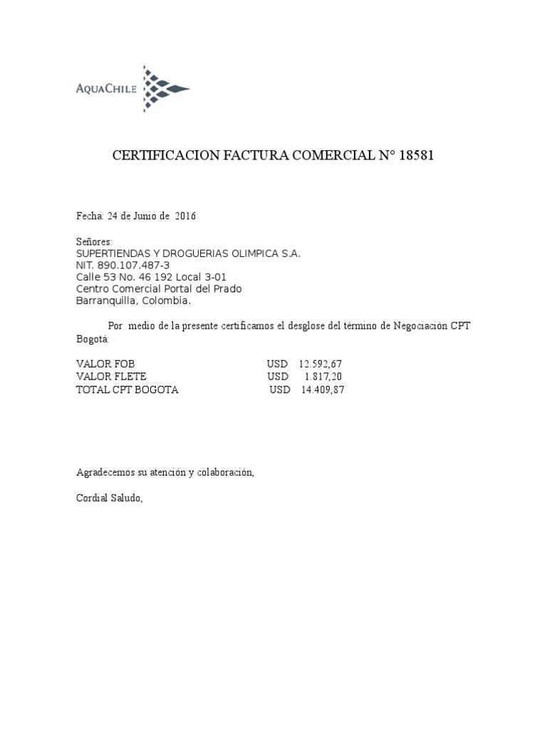 Carta de Certificación 18581 | PDF