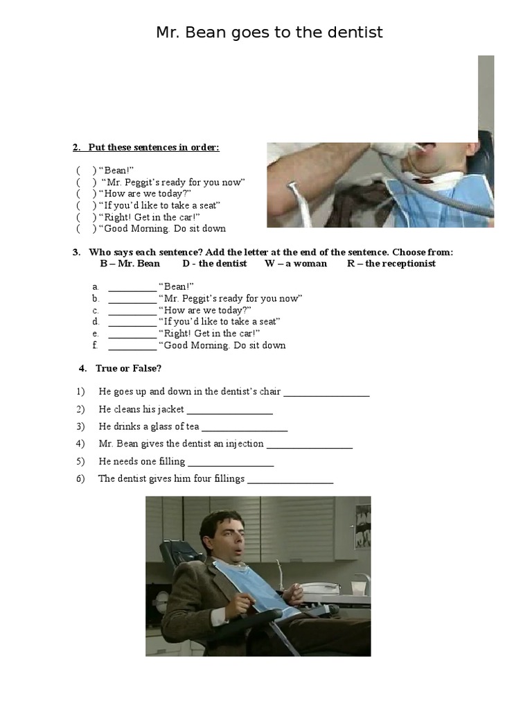 Mr. Bean's Dentist Visit Activities | PDF