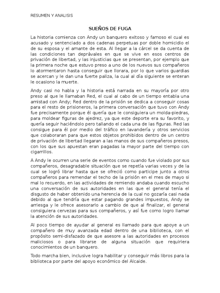 Sueños de Fuga Resumen y Analisis | PDF | Prisión | Thriller y crimen
