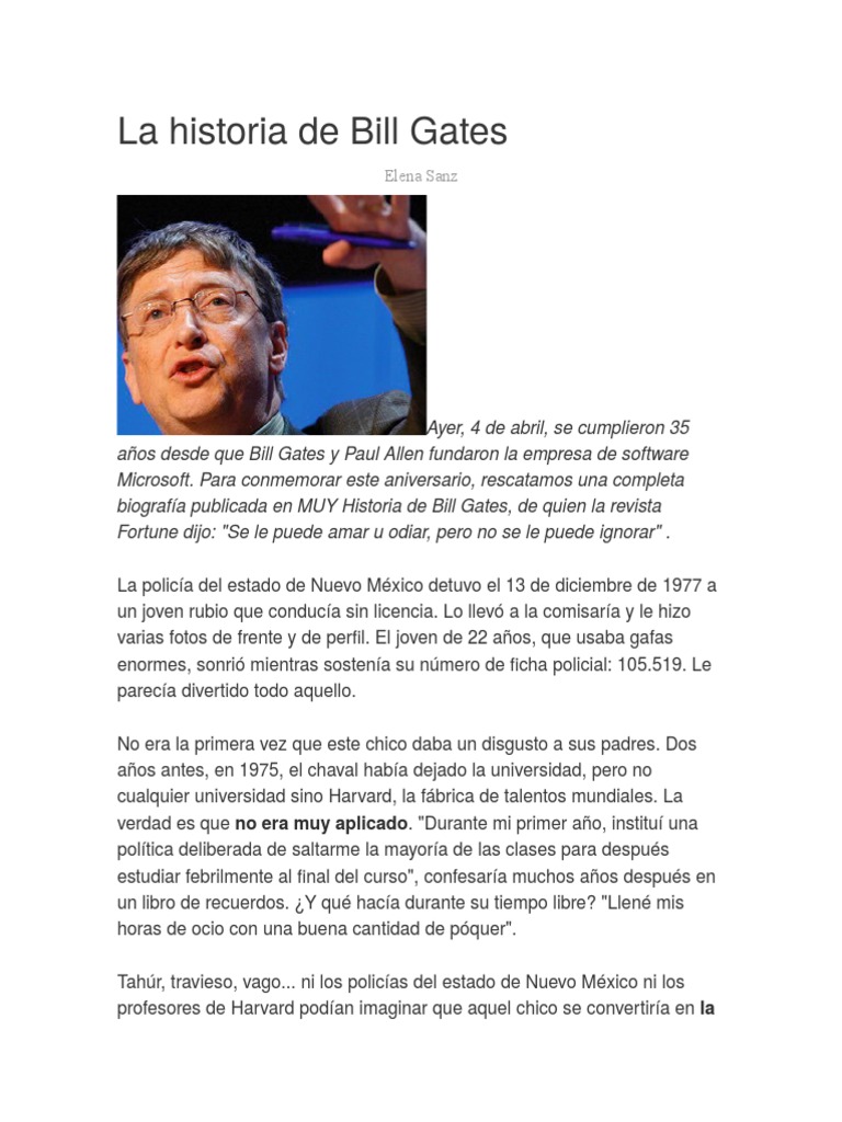 Biografía resumida de Bill Gates | PDF | Compatibles con PC Ibm | Microsoft