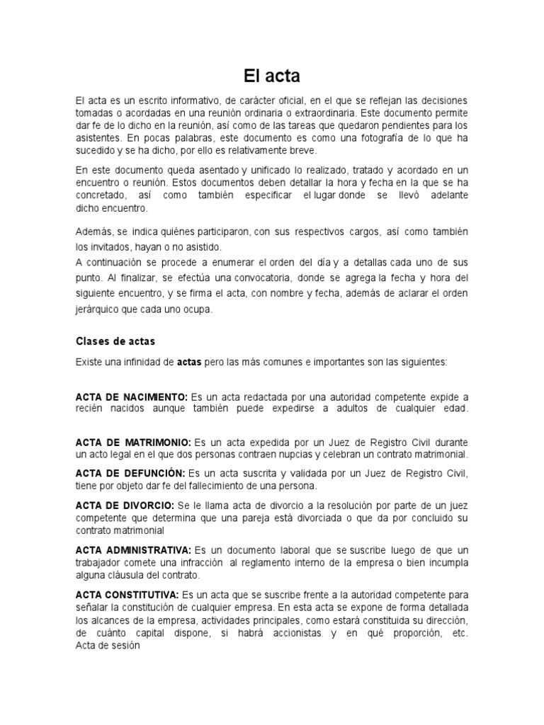 EL Acta | PDF | Quórum | Votación