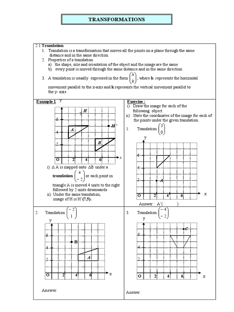 Transformations I Draw The Image For Each Of The Pdf Cartesian