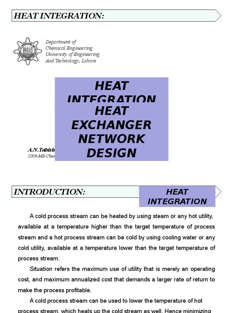 Heat Integration | PDF | Heat | Building Engineering