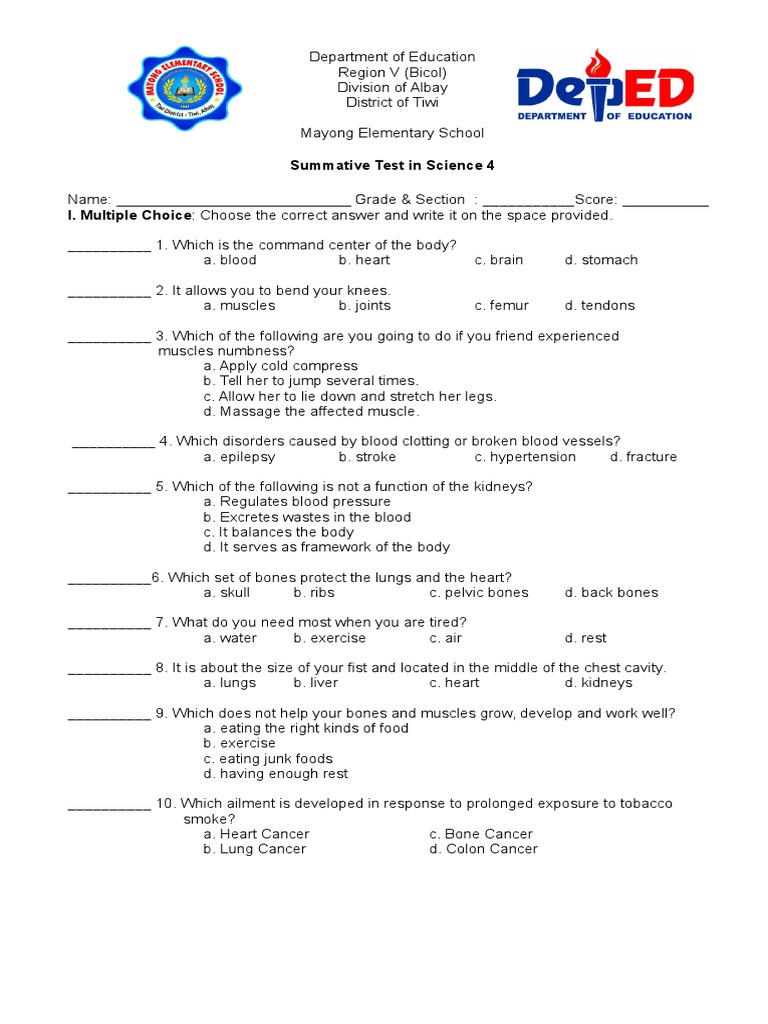 Summative Test in Science | PDF | Weather | Soil
