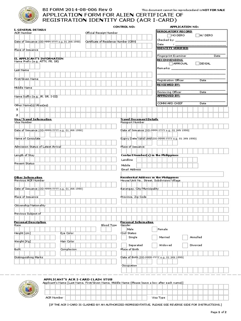 ACR I-Card Application Form | PDF | Identity Document | Affidavit