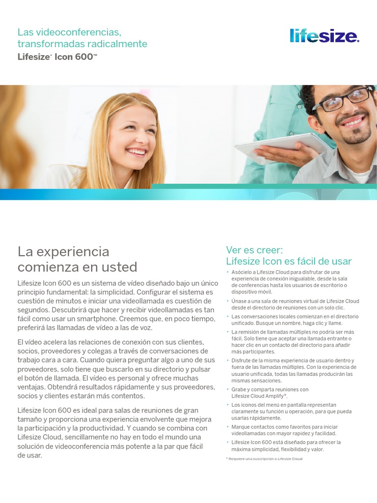 Lifesize Icon 600 Datasheet A4 | PDF | Videoconferencia | Hdmi