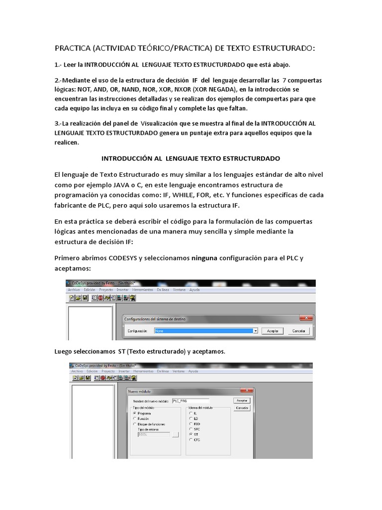 PACTICA Texto Estructurado PDF | PDF | Puerta lógica | Lenguaje de ...